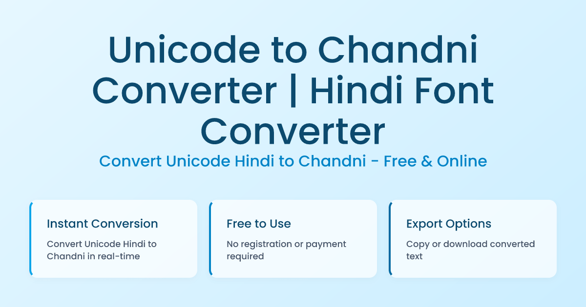 Unicode to Chandni Converter | Hindi Font Converter